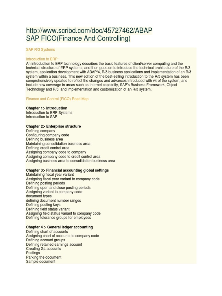 SAP FICO (Finance and Controlling) : SAP R/3 Systems Introduction To ...