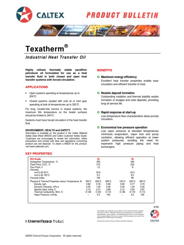 Texatherm: Industrial Heat Transfer Oil | PDF | Hvac | Heat Transfer