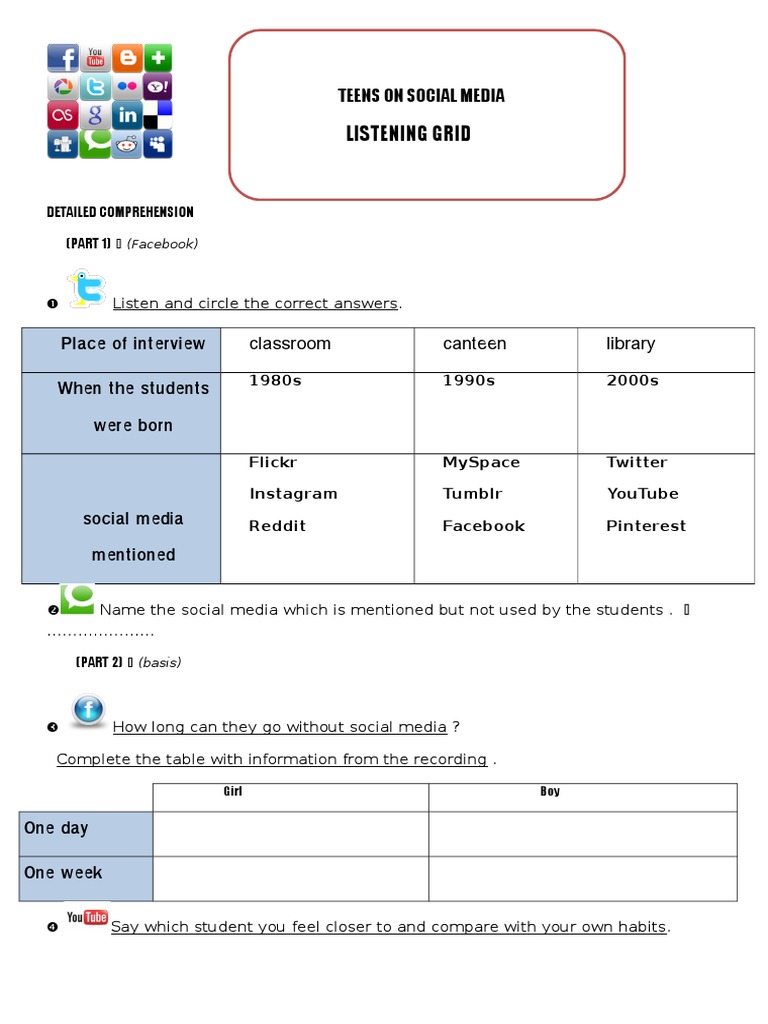 Teens' Social Media Habits Survey | PDF | Games & Activities | Language ...