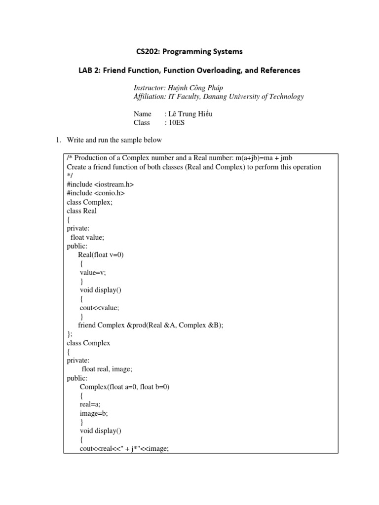 CS202 Lab2submission LeTrungHieu 10ES | PDF | Array Data Structure ...
