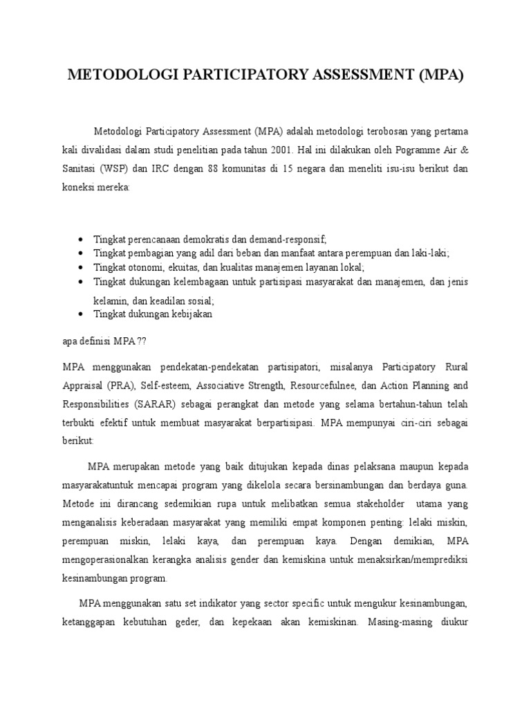 Metodologi Participatory Assessment | PDF