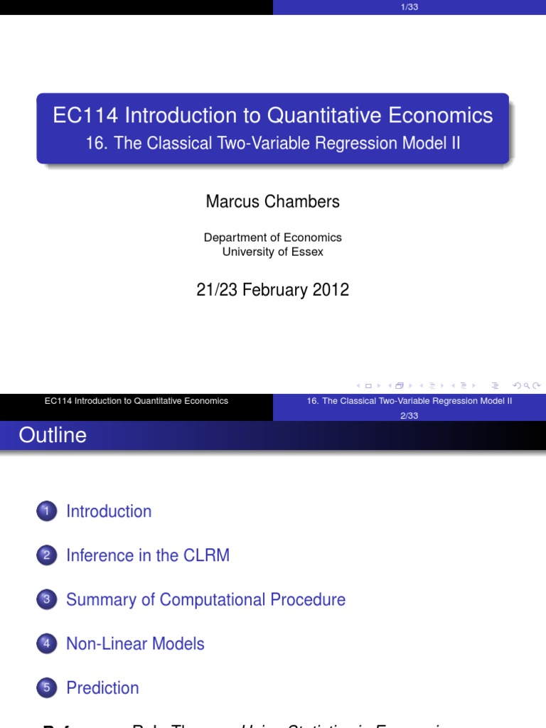 The Classical Two-Variable Regression Model II | PDF | Regression Analysis | Statistical ...