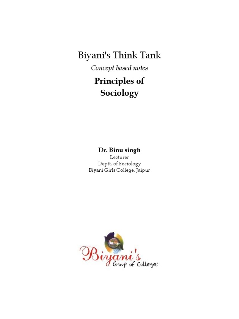 Biyani's Think Tank: Principles of Sociology | PDF | Social Science | Sociology