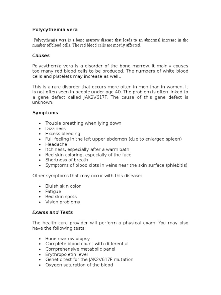 Causes: Polycythemia Vera | PDF | Blood Cell | Bone Marrow