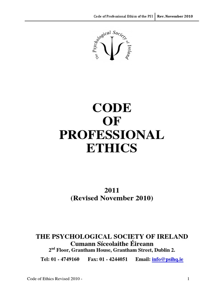 PSI 2011-12 Code of Ethics | PDF | Self-Improvement