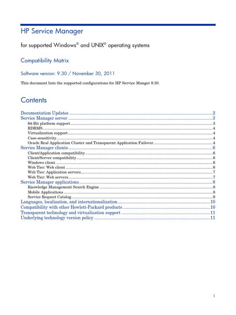 HP Service Manager: For Supported Windows and UNIX Operating Systems ...
