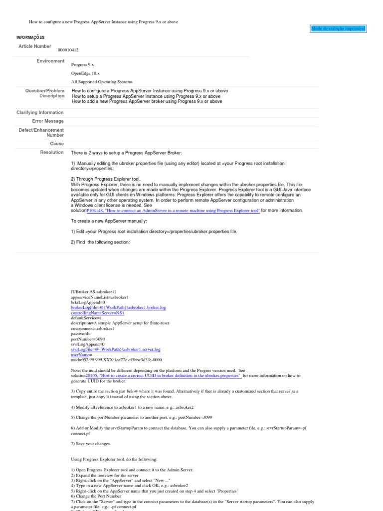 How To Configure A New Progress AppServer Instance Using Progress 9 | PDF | Server (Computing ...