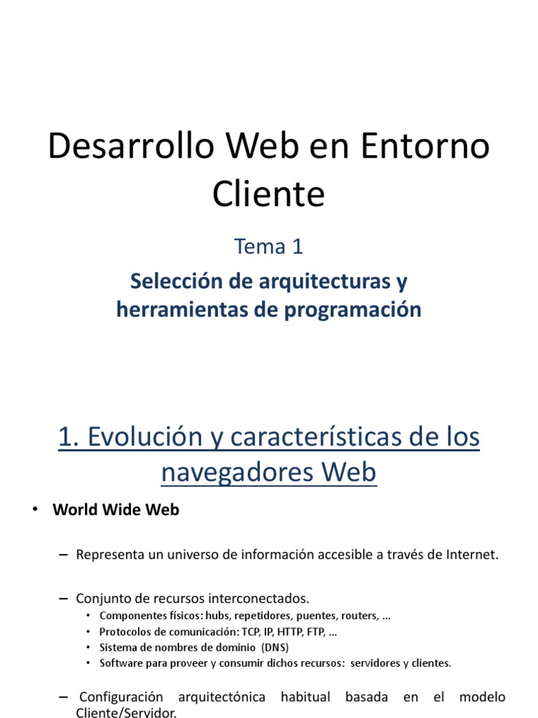 Tema1 Seleccion de Arquitecturas y Herramientas de Programacion | PDF | Script Java | Red mundial