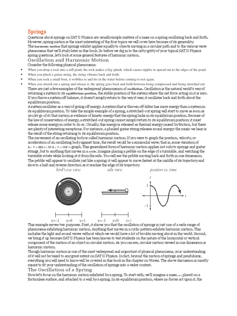 Springs: Oscillation and Harmonic Motion | PDF | Oscillation ...