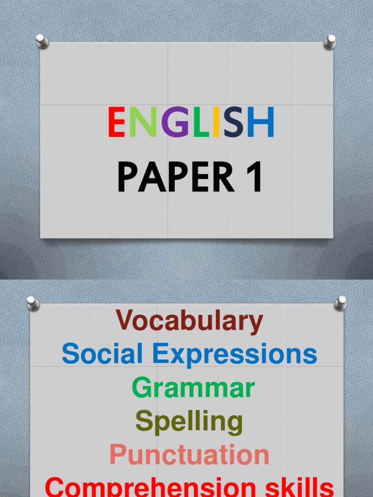 English Paper 1 UPSR | PDF | English Language | Verb