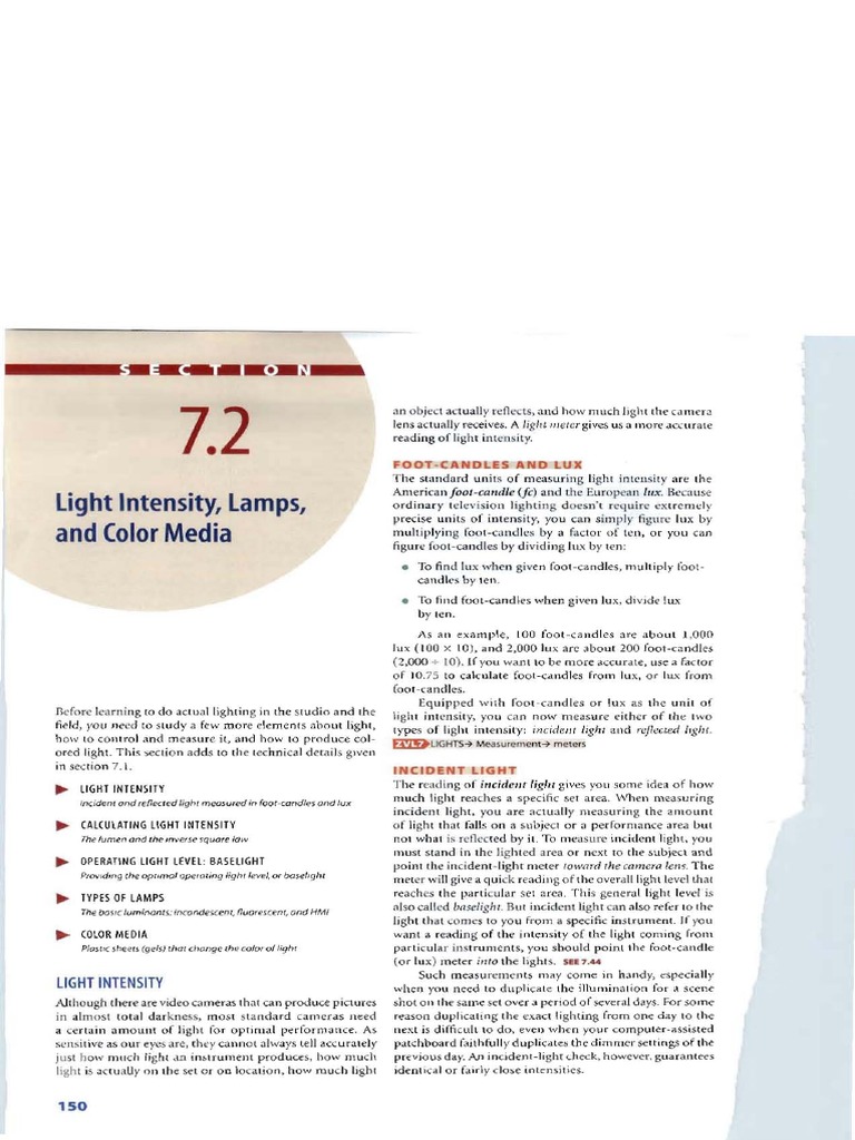Light Intensity, Lamps, and Color Media | PDF | Incandescent Light Bulb ...