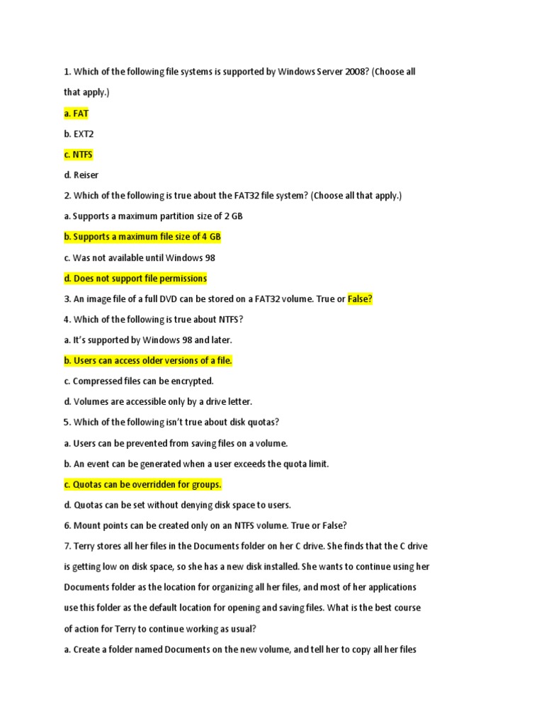 Chapter 6 Review Questions | PDF | Computer File | File System