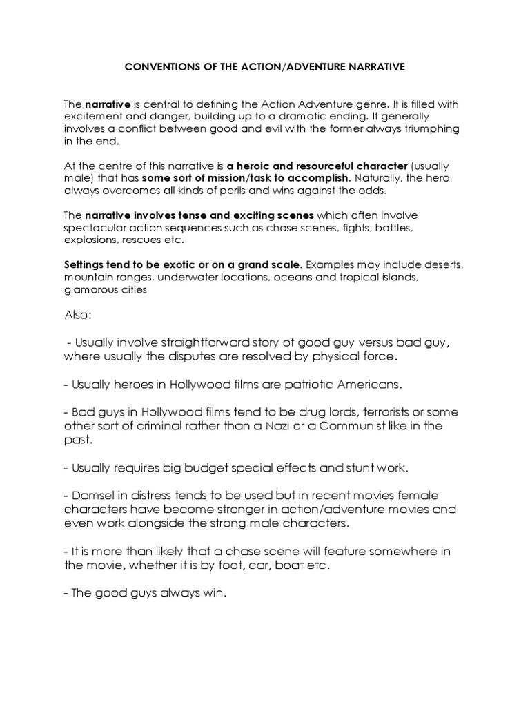 Conventions of The Action Narrative | PDF | Action Films | Hero