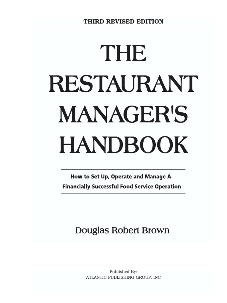 The Restaurant Manager's Handbook - Brown | PDF | Menu | Beef