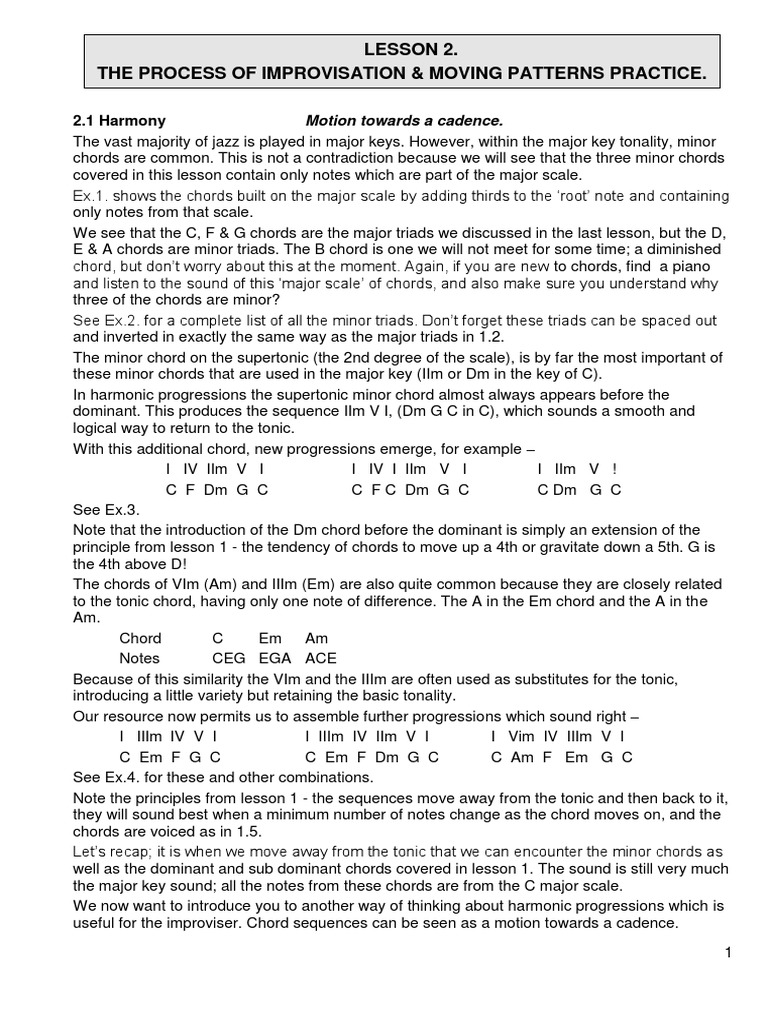 Lesson 2. The Process of Improvisation & Moving Patterns Practice | PDF ...