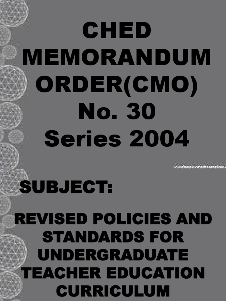 Ched Memorandum Order (Cmo) No. 30 Series 2004 | PDF | Curriculum | Sharing