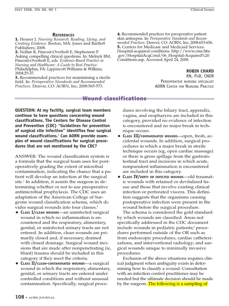 AORN Surgical Wound Classification Guide | PDF | Surgery | Wound