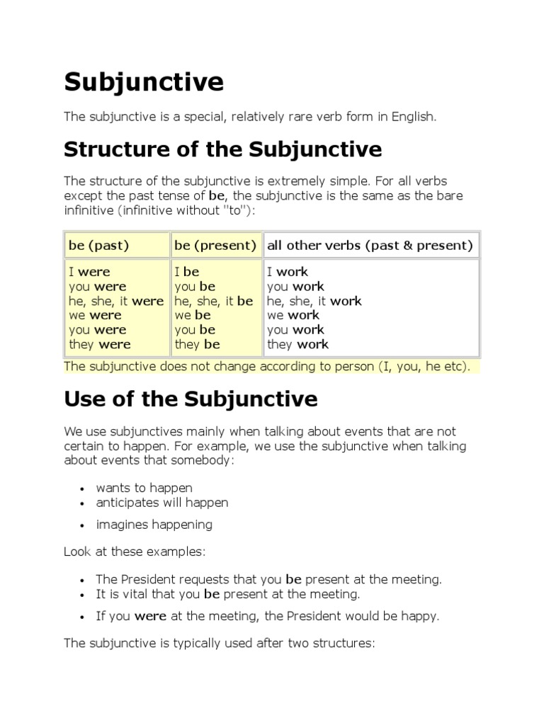 Subjunctive: Structure of The Subjunctive | PDF | Linguistic Morphology ...