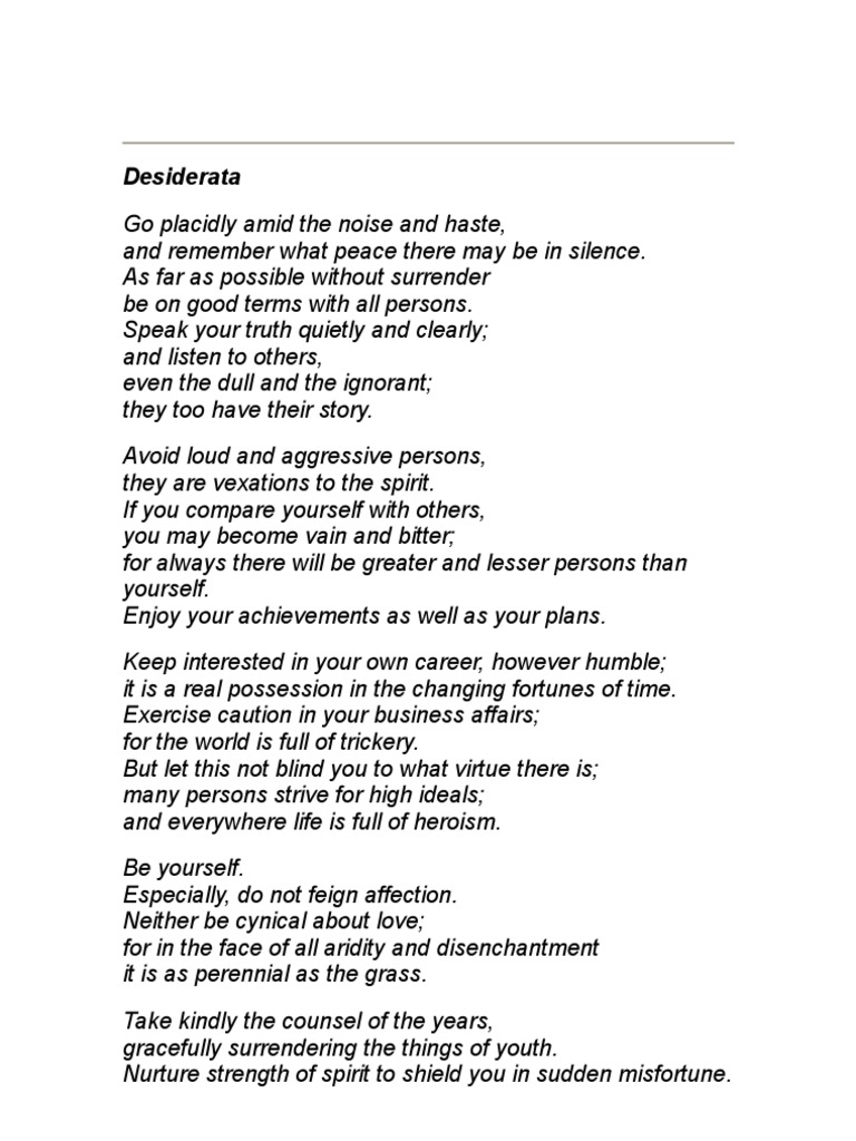 Desiderata: A Guide to Inner Peace | PDF | Religion & Spirituality