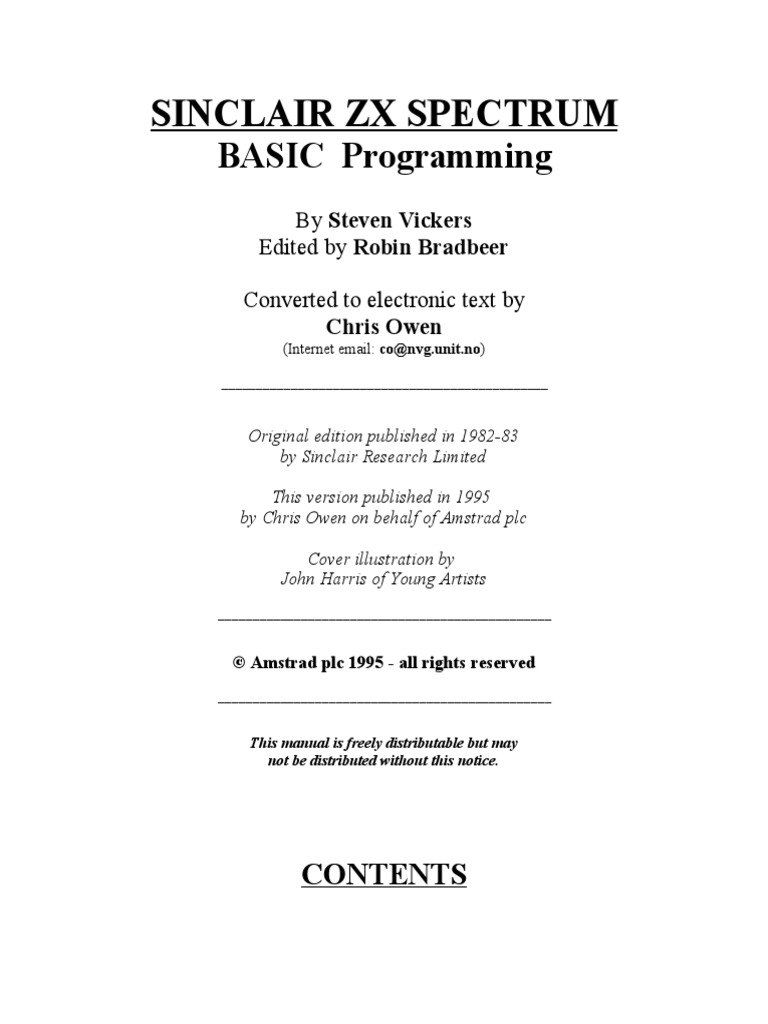 Sinclair ZX Spectrum BASIC Programming | PDF | Office Equipment ... Sinclair ZX Spectrum BASIC Programming | PDF | Office Equipment ...