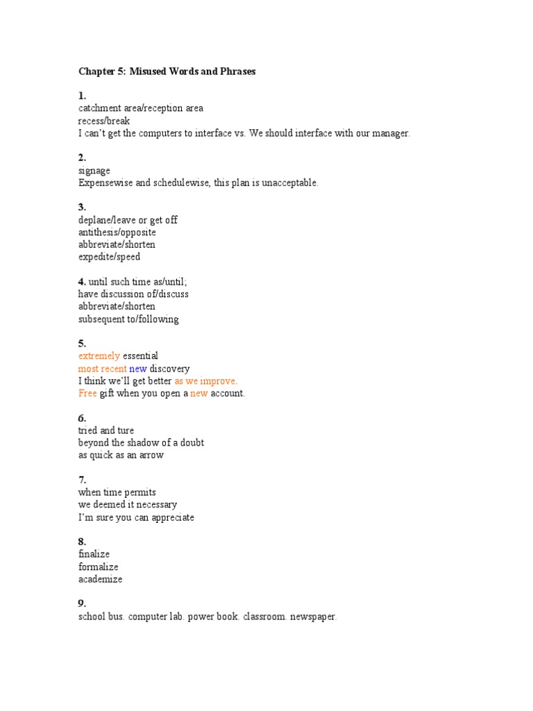 Common Misused Words & Phrases | PDF