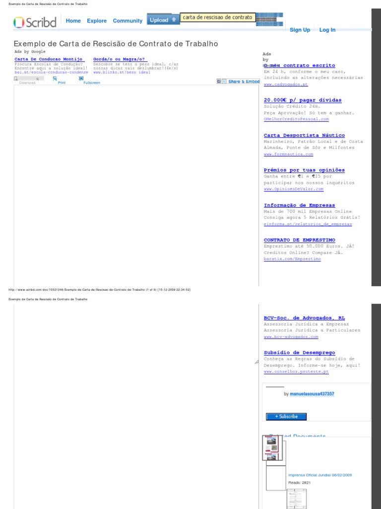 Exemplo de Carta de Rescisão de Contrato de Trabalho | PDF | Business ...