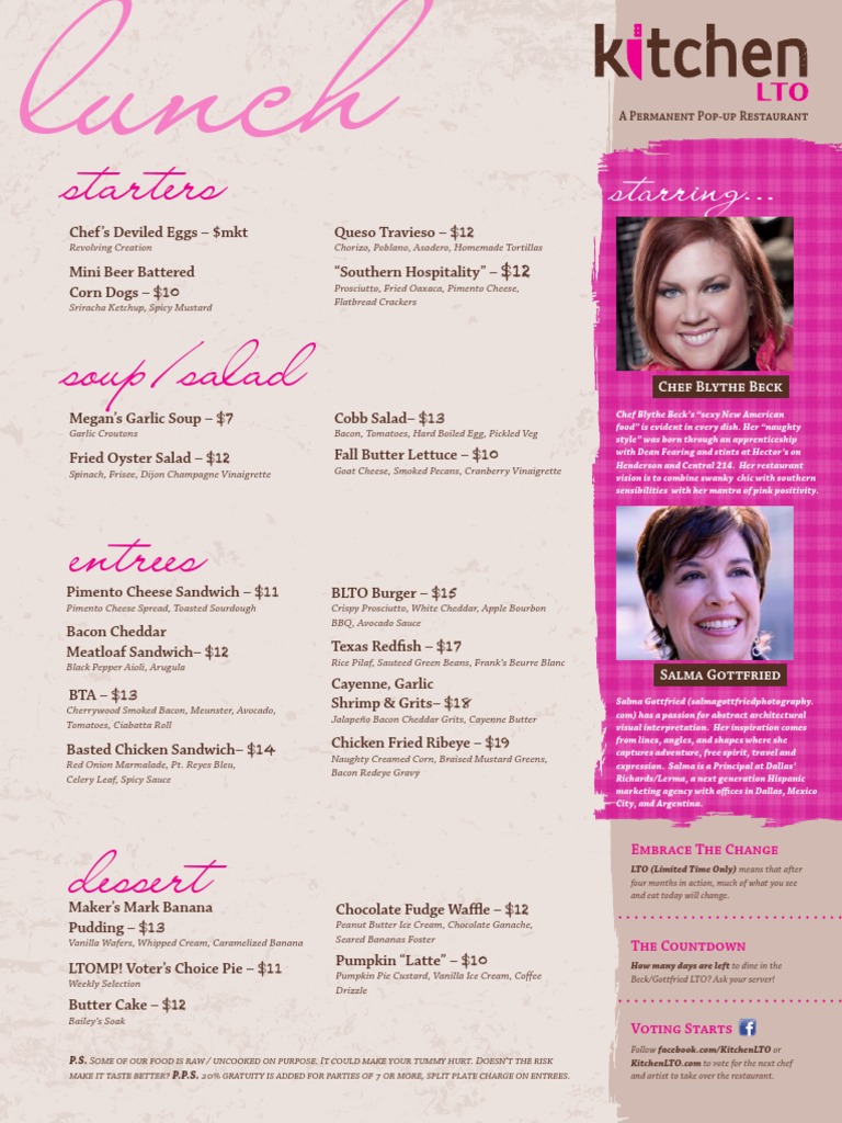 Kitchen LTO 4.0 Lunch Menu | PDF | Bacon | Salad