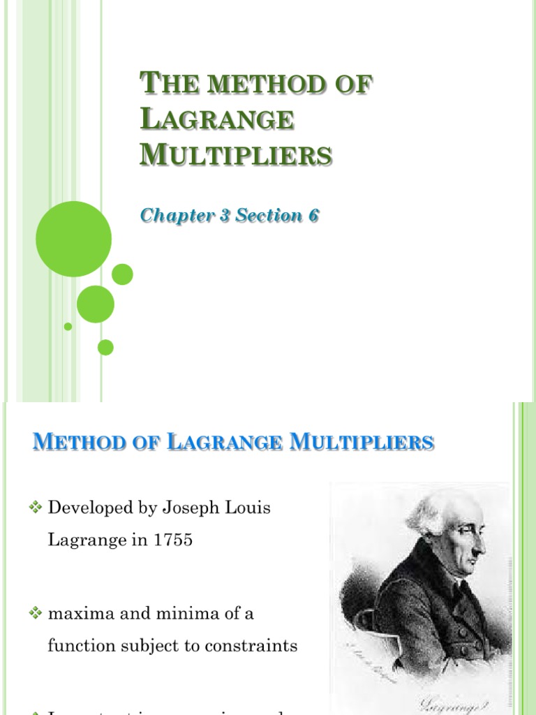 3.2c Lagrange Multipliers | PDF | Differential Calculus | Numerical ...