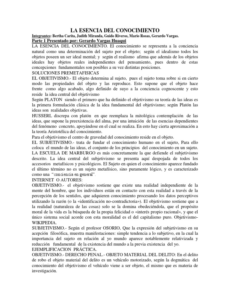 La Esencia Del Conocimiento | PDF | Realismo filosófico | Realidad
