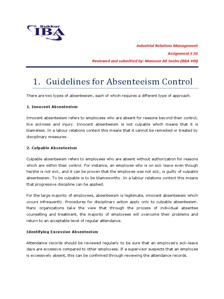 Employee Absenteeism | PDF | Employment | Labor