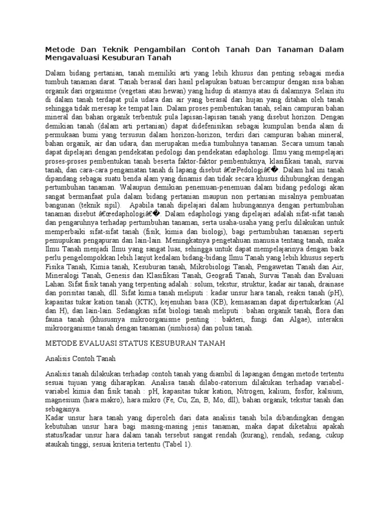 Teknik Sampling Tanah & Tanaman | PDF