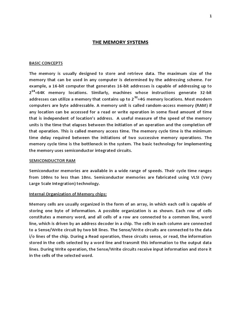 Memory Systems Pdf Dynamic Random Access Memory Computer Data Storage