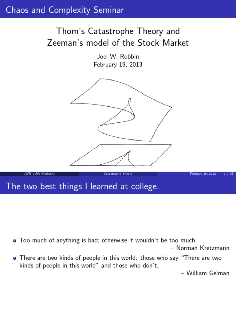 Thom's Catastrophe Theory and Zeeman's Model of The Stock Market | PDF ...