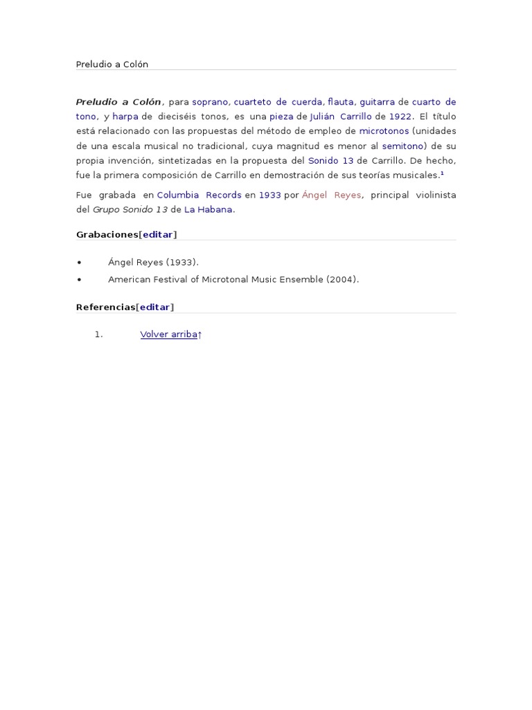 Preludio a Colón de Julián Carrillo | PDF | Instrumentos de cuerda ...