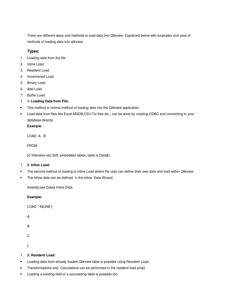 Different Ways To Load Data In Qlikview Pdf Microsoft Excel Comma Separated Values 7126