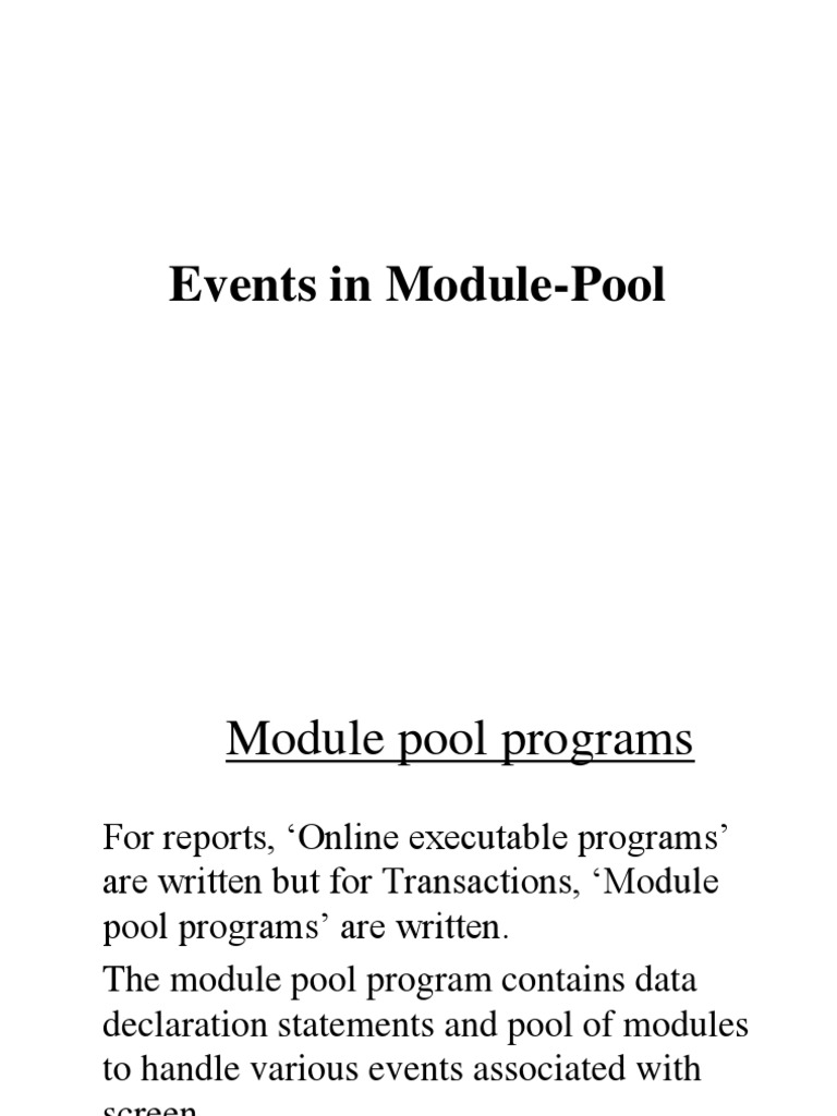KS-11 Events in Module-Pool | PDF | Software Engineering | Computer Engineering