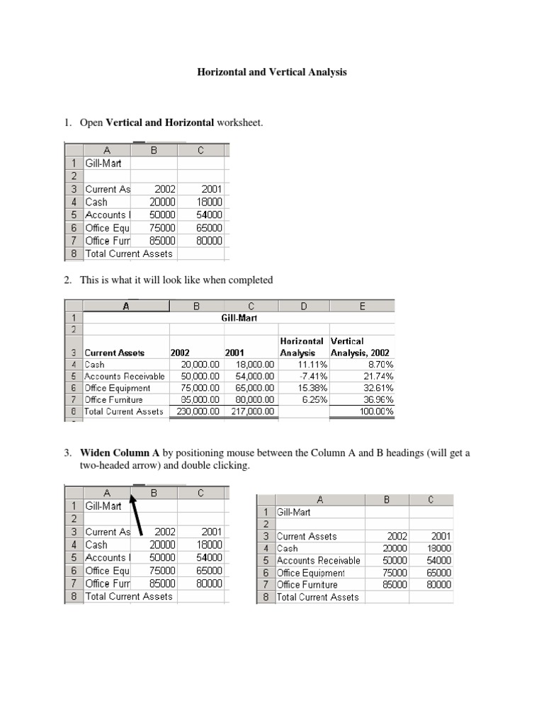 Horizontal and Vertical Analysis Guide | PDF | Computers