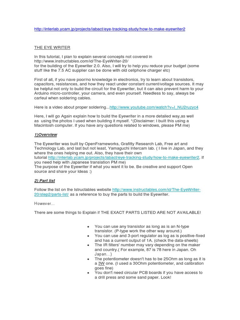 The Eye Writer | PDF | Arduino | Digital Technology