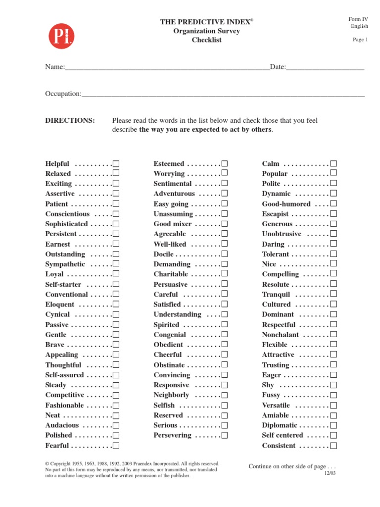 PI Survey Checklist-1 | PDF