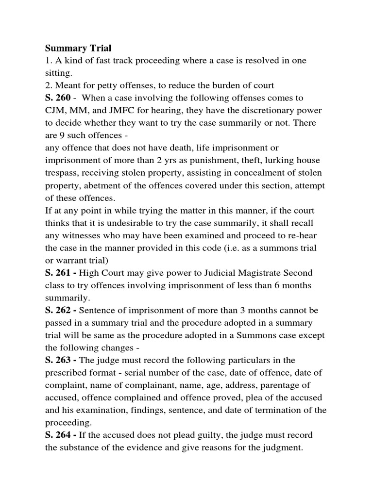 Overview of Summary Trials in Court | PDF | Finance & Money Management ...