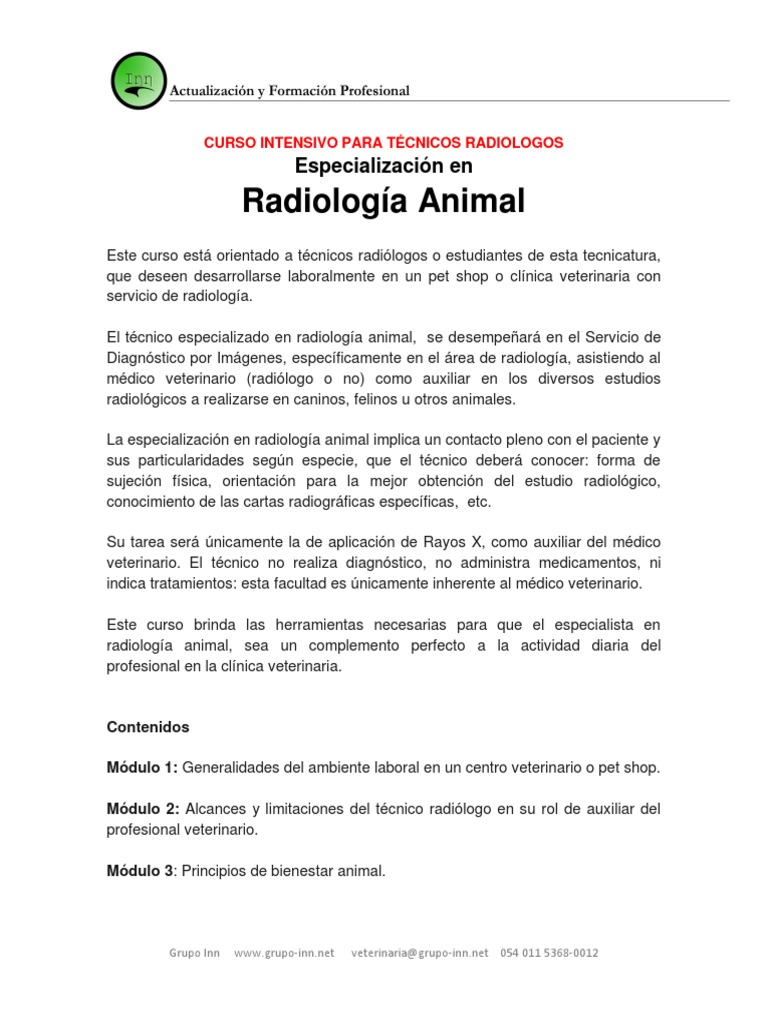 Programa Radiologia Animal | PDF | Radiología | Medicina Veterinaria