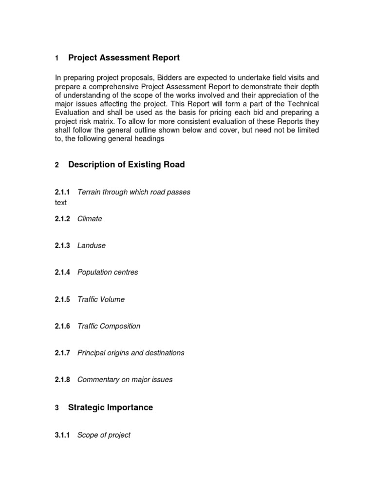 Project Assessment Report Format | PDF | Road | Traffic