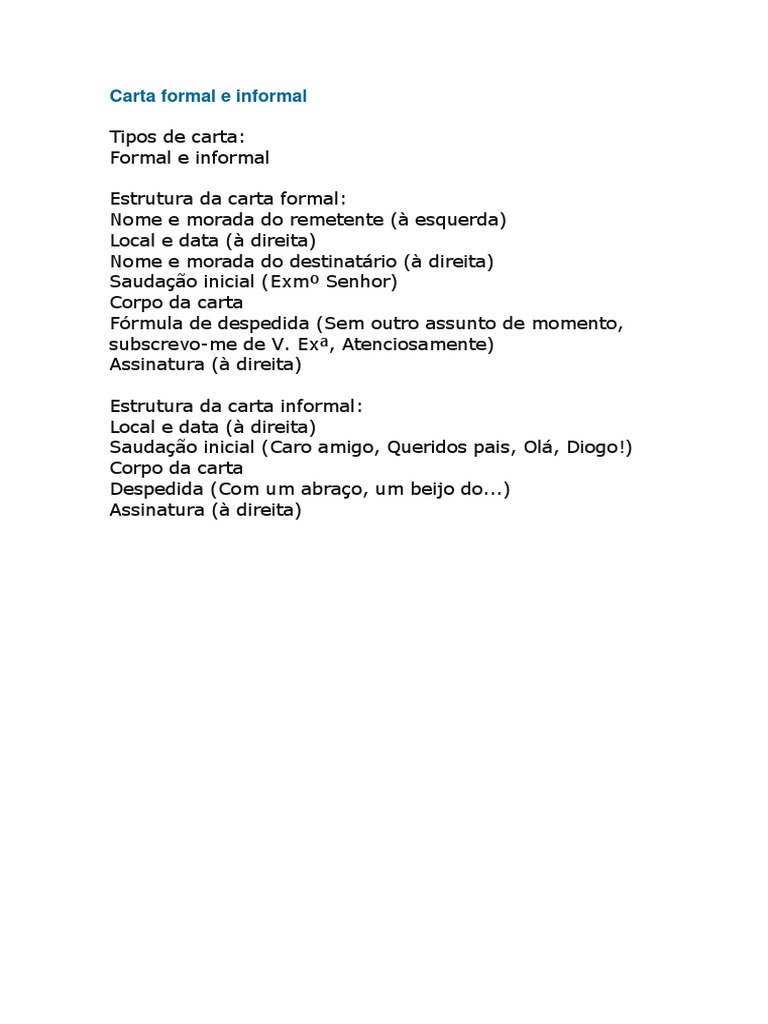 Carta Formal e Informal | PDF