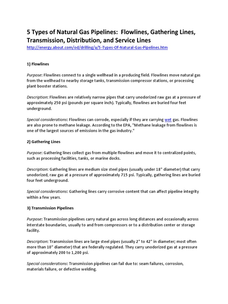 Types of Natural Gas Pipelines Explained | PDF | Natural Gas | Pipeline ...