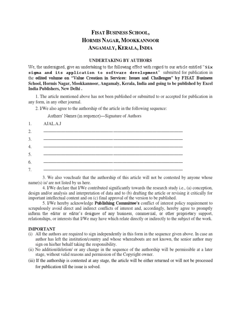Author Declaration FormX | Download Free PDF | Author | Intellectual Works