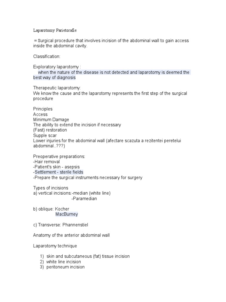 Laparotomy Techniques and Parietorafie | PDF
