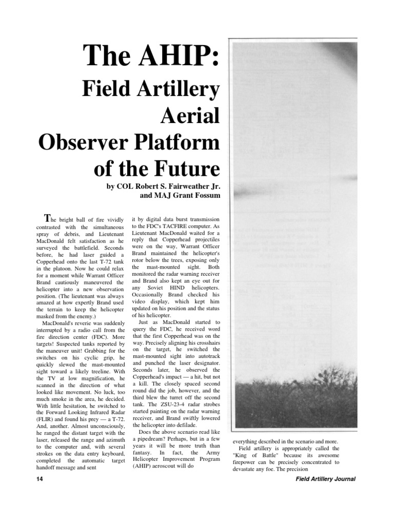 The AHIP:: Field Artillery Aerial Observer Platform of The Future | PDF ...