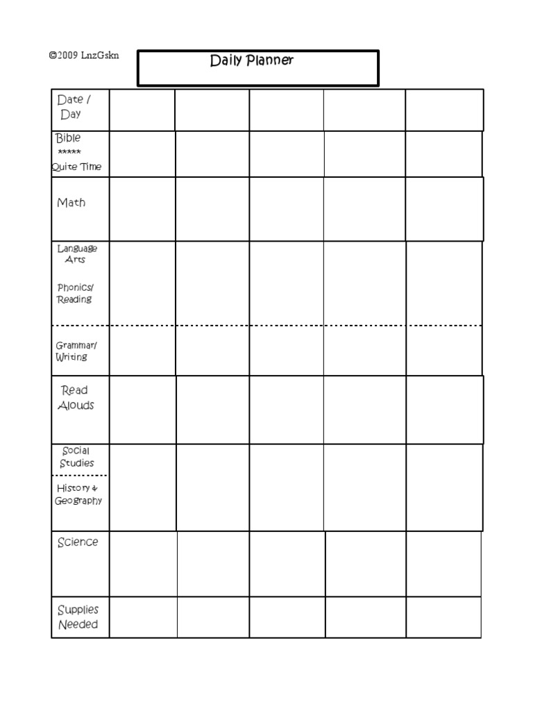 Daily Planner Template for Homeschooling | PDF | Foreign Language ...
