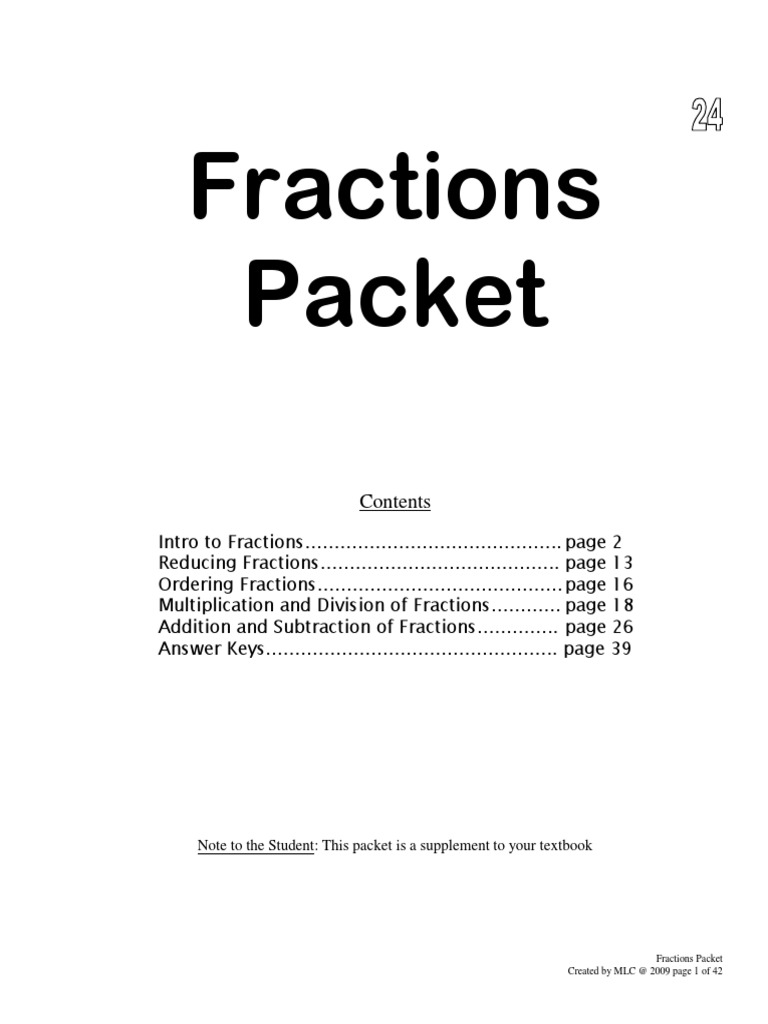 Fraction Practice Packet | PDF | Fraction (Mathematics) | Mathematical ...
