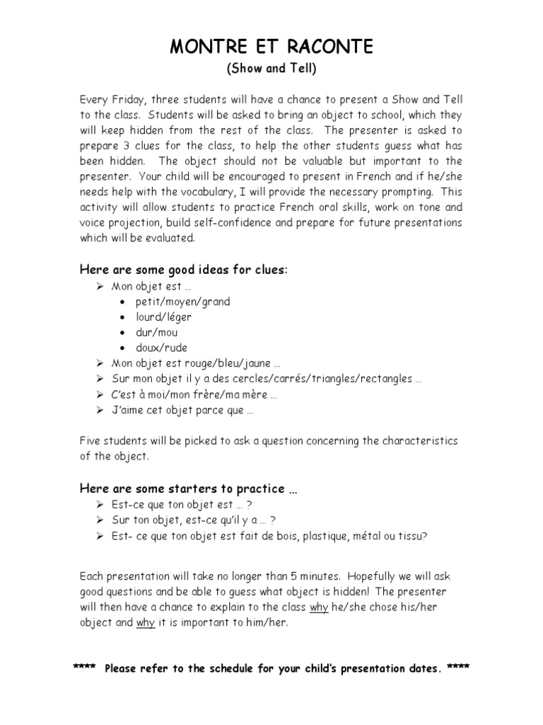 Montre Et Raconte | PDF